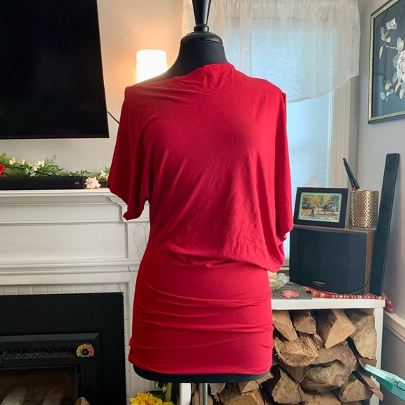 Arden B | Tops | Arden B Candy Apple Red Asymmetrical Blouse | Poshmark